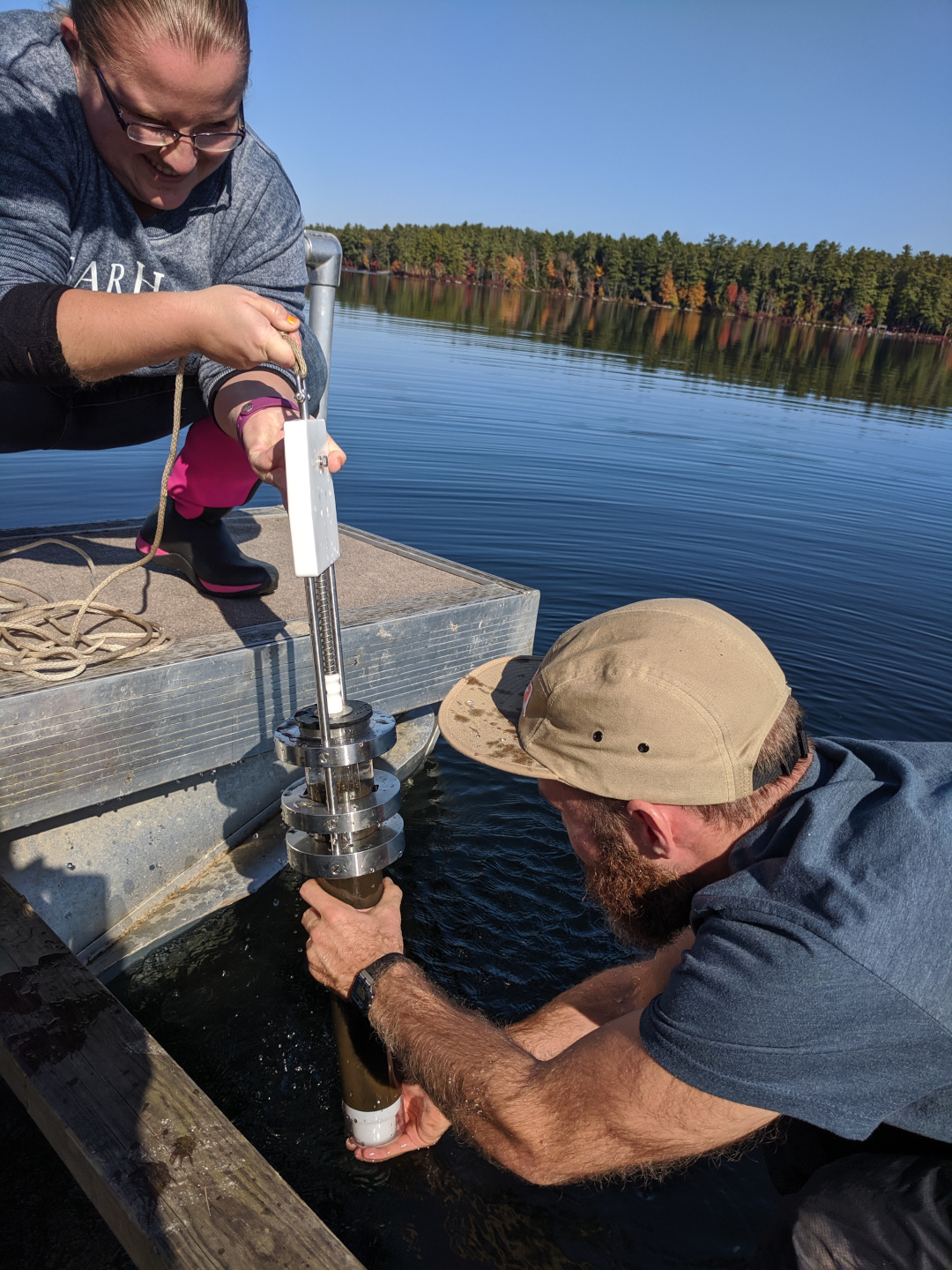 Maine Lakes UMaine Students Collect Sediment Cores from Long Lake!